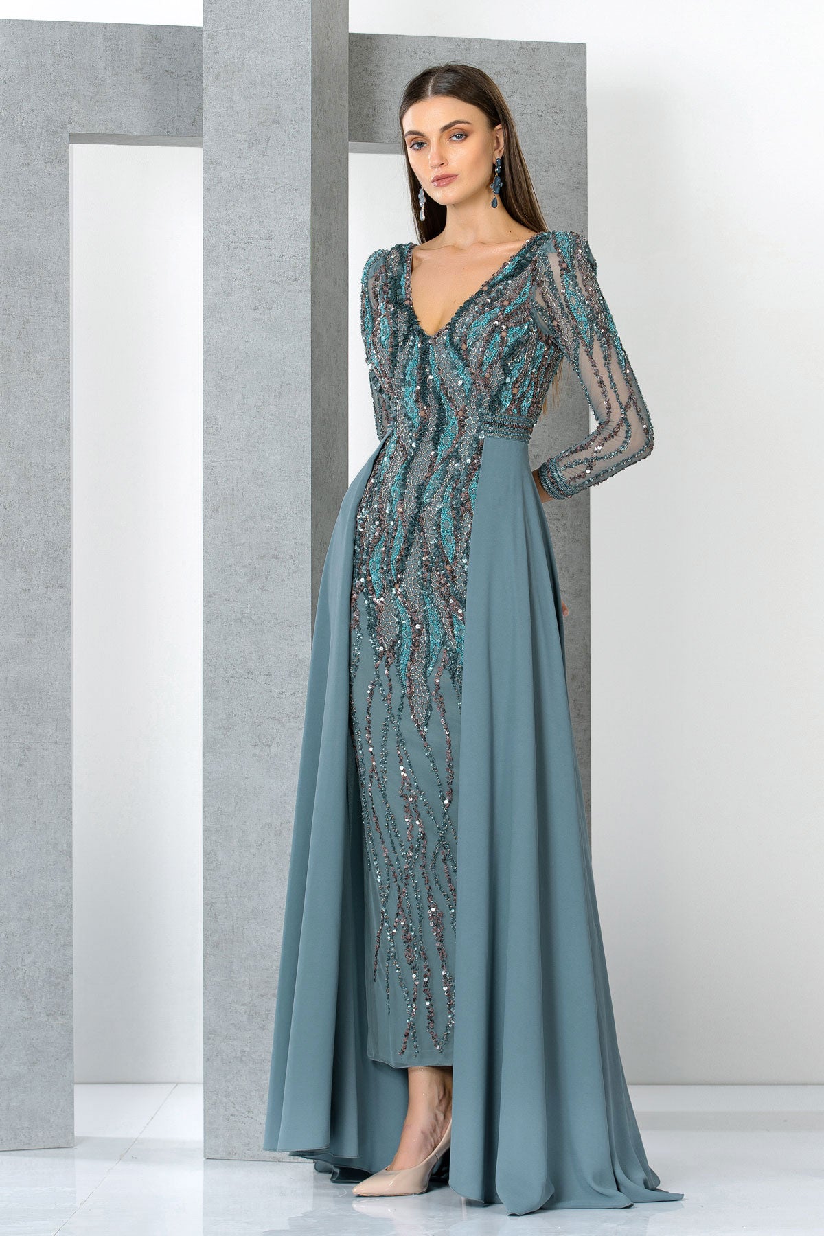 Sharon V-Neck Chiffon Evening Gown
